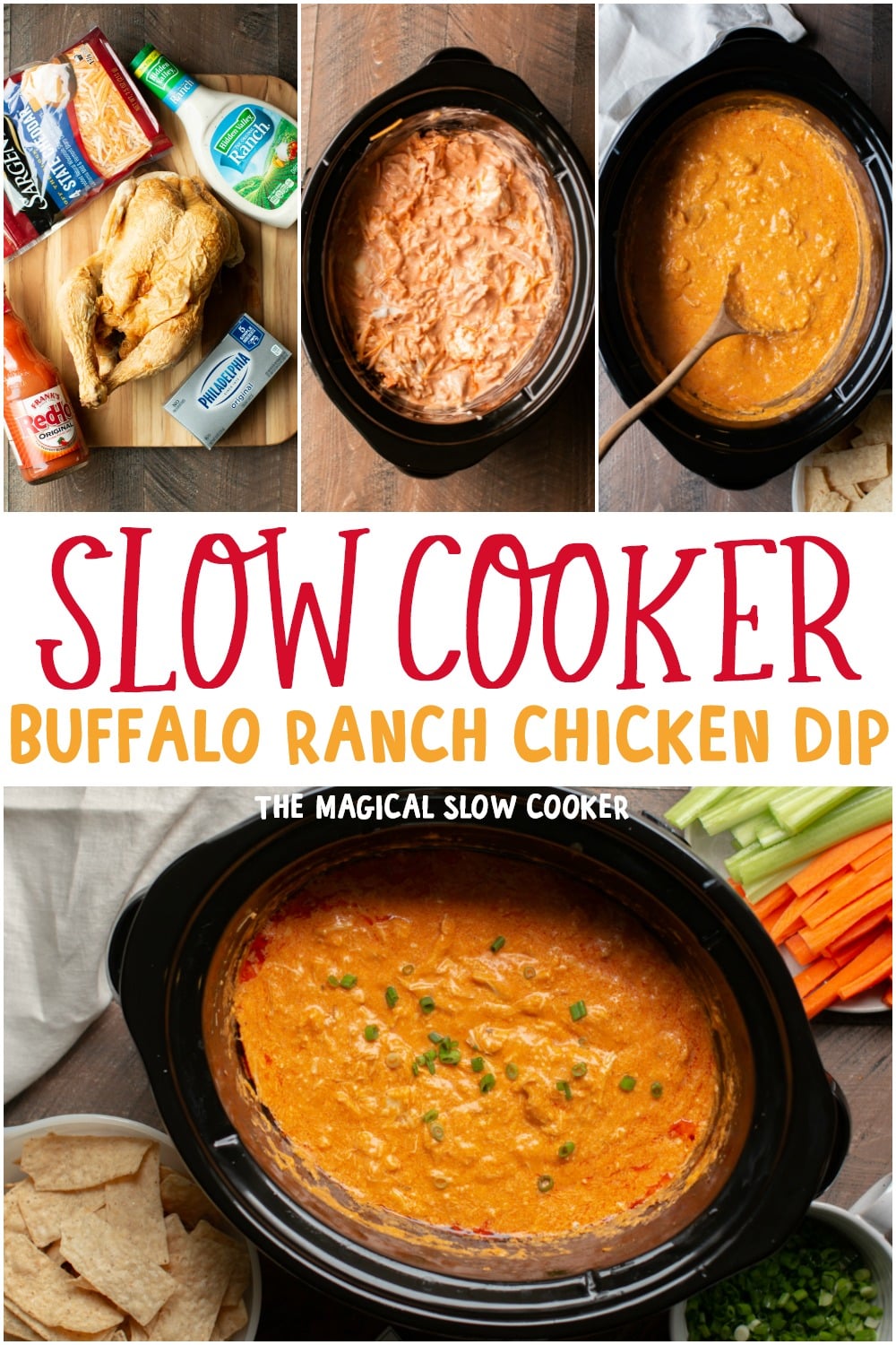 Slow Cooker Buffalo Ranch Chicken Dip - The Magical Slow Cooker