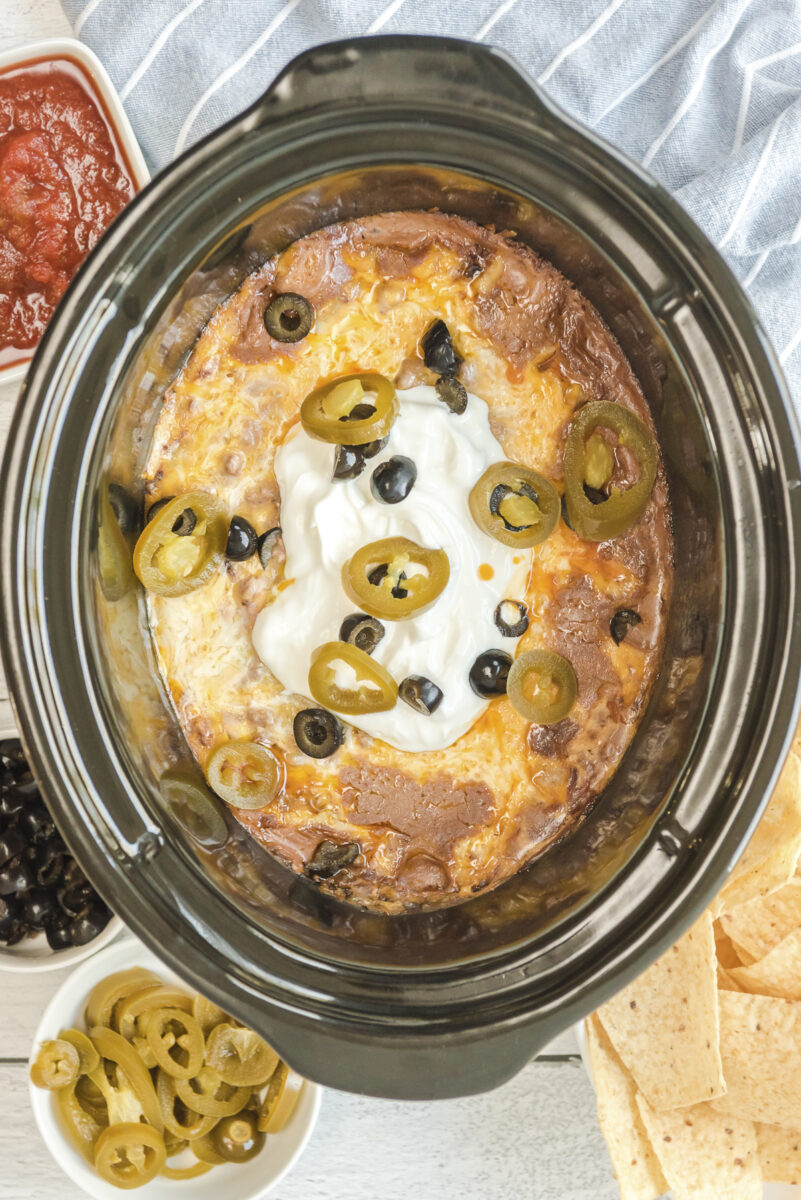 Slow Cooker Texas Trash Bean Dip - The Magical Slow Cooker
