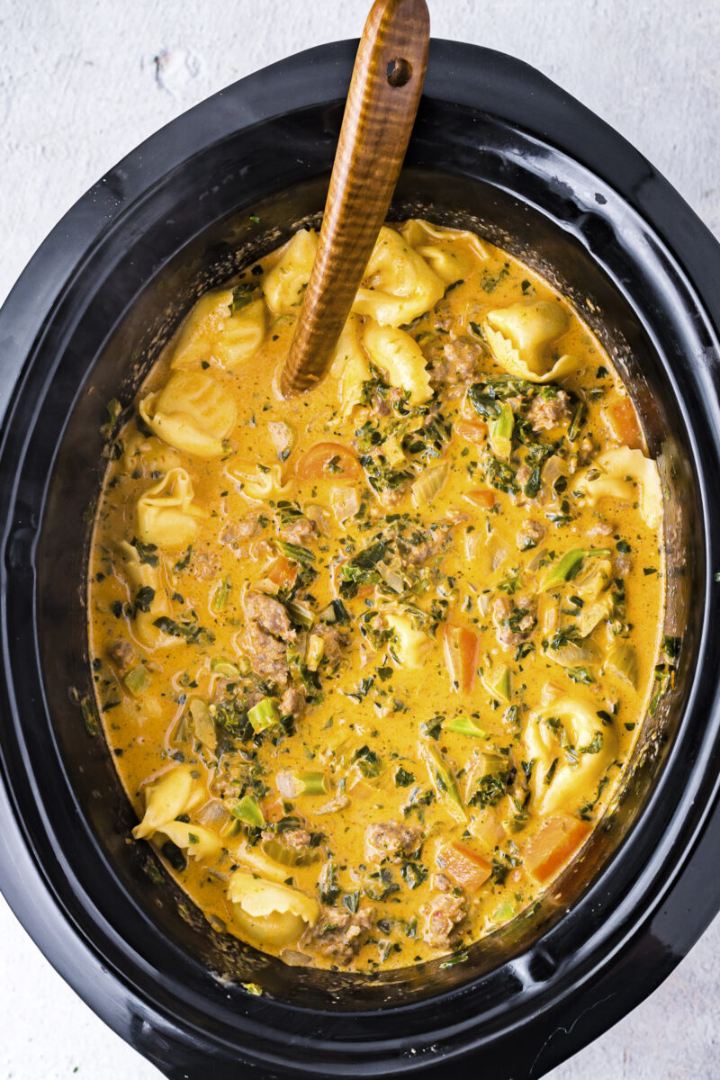 Slow Cooker Creamy Tortellini Soup - The Magical Slow Cooker