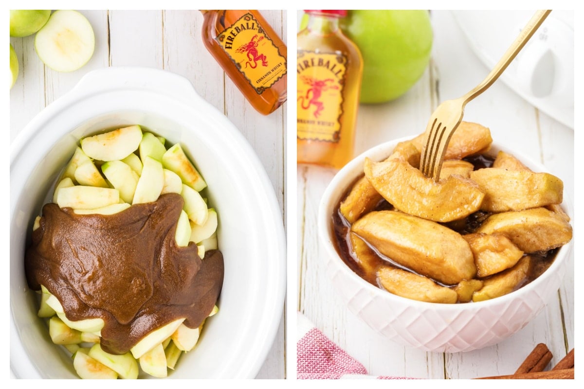 Slow Cooker Fireball Caramel Apples - The Magical Slow Cooker