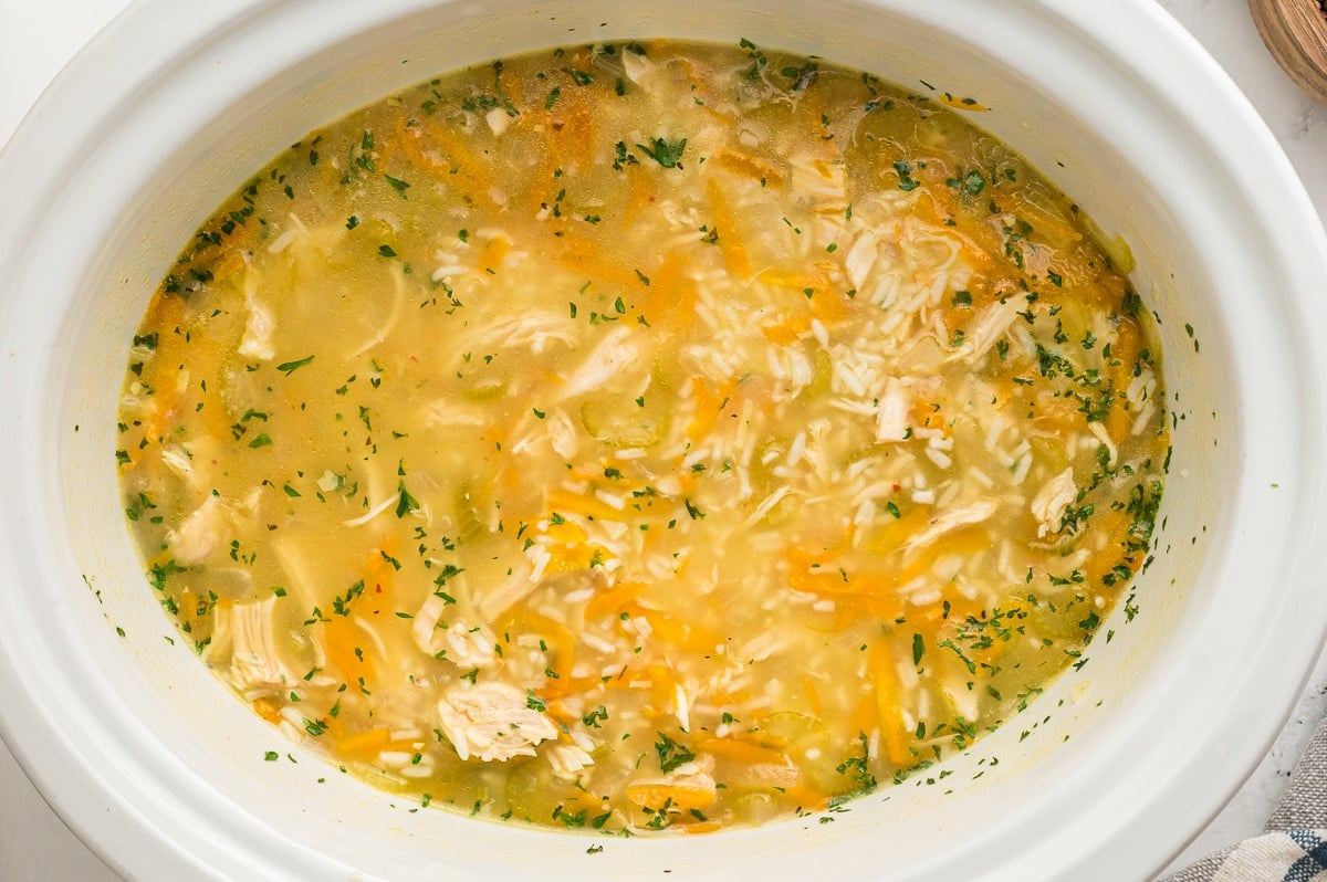 Slow Cooker Lemon Chicken And Rice Soup The Magical Slow Cooker