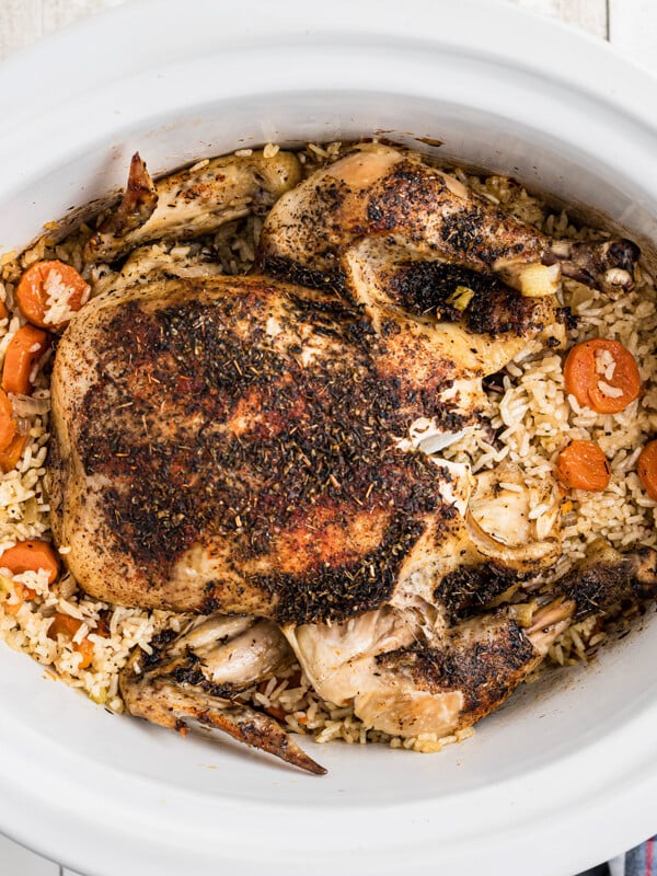 Slow Cooker Whole Chicken and Rice - The Magical Slow Cooker